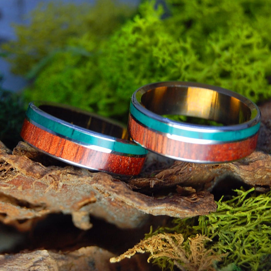 Fiery Red Wedding Rings & Bands - Jasper, Palm Wood, Resin & More ...