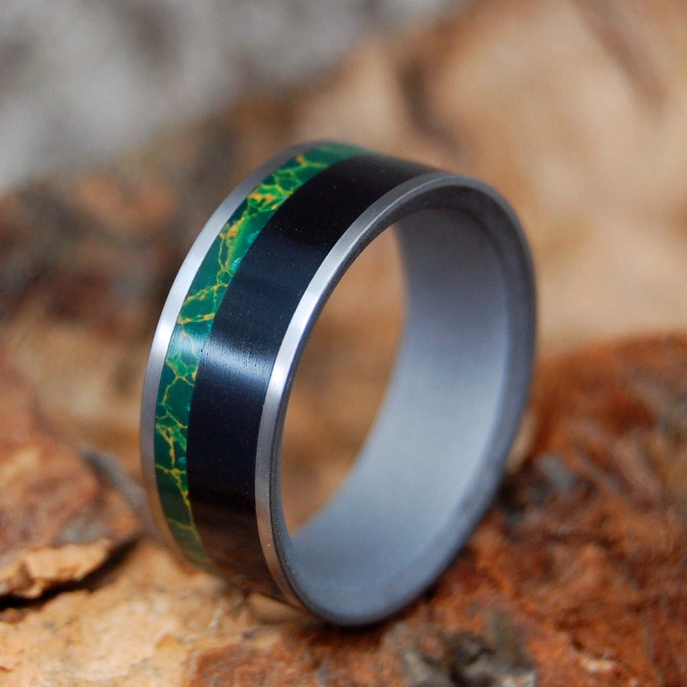 Minter + Richter | Egyptian Jade and Wood Wedding Ring | SANDBLASTED ...